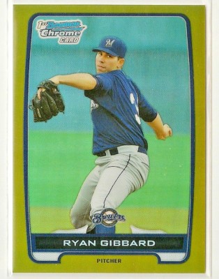 Ryan Gibbard 2012 Bowman Chrome Draft Picks Prospect GOLD Refractor #'d ...