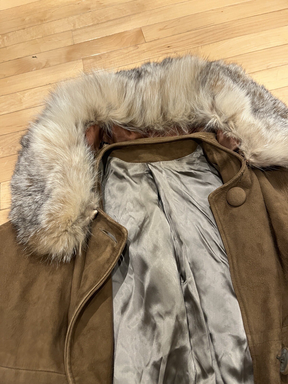 VERY RARE Vintage Suede Leather 70s Fox Mink Fur Coll… - Gem