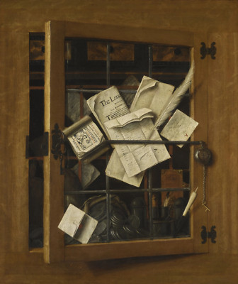Cornelis Norbertus Gijsbrechts: Trompe l'œil of an open cabinet Canvas ...