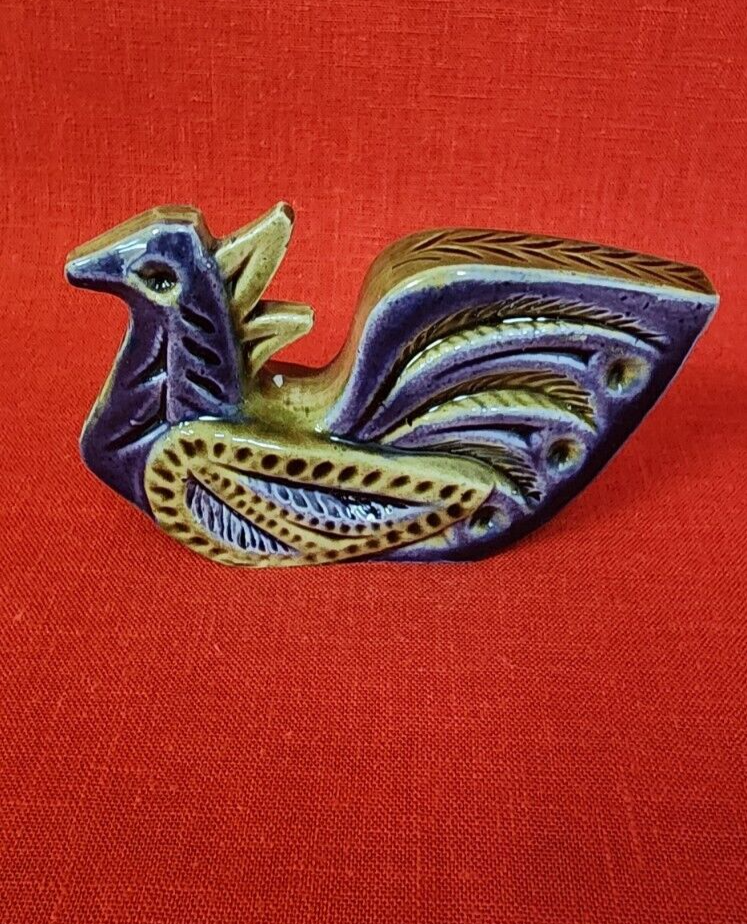 RARE Gofer Israel Ceramic Pottery Blue Abstract Bird ~2.5”x4.25” | eBay