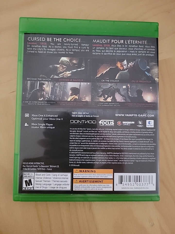 Vampyr - Microsoft Xbox One - CIB Tested | eBay