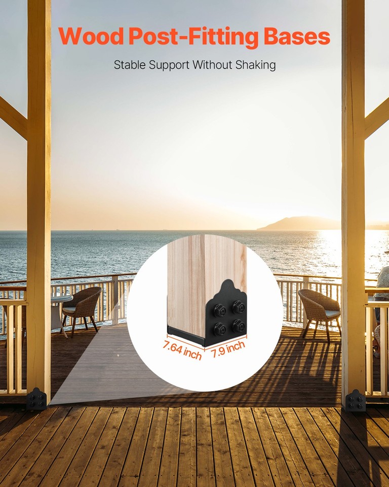 VEVOR 2 Pack 8x8 Post Base Brackets Wood Fence Post Anchor Inner Size 7 ...