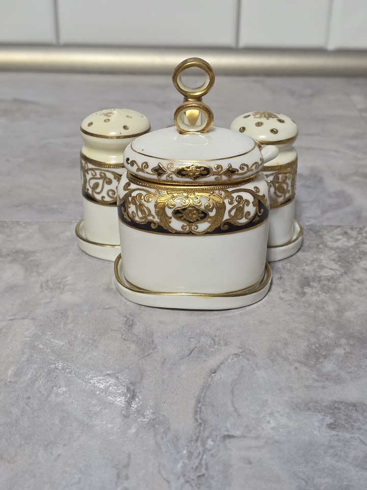 HTF NORITAKE 20056 / BLACK CHRISTMAS BALL CONDIMENT SET | eBay