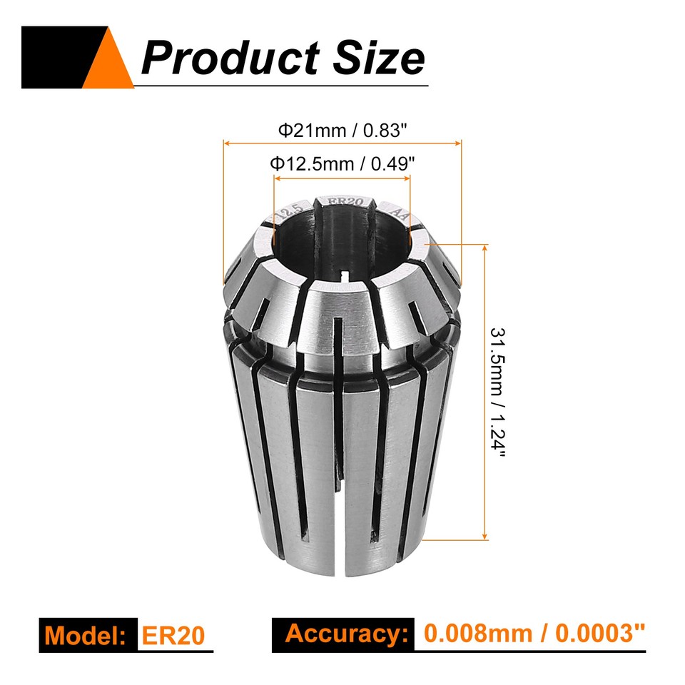 ER20 12.5mm Spring Collet 65Mn Spring Steel for CNC Engraving Milling ...