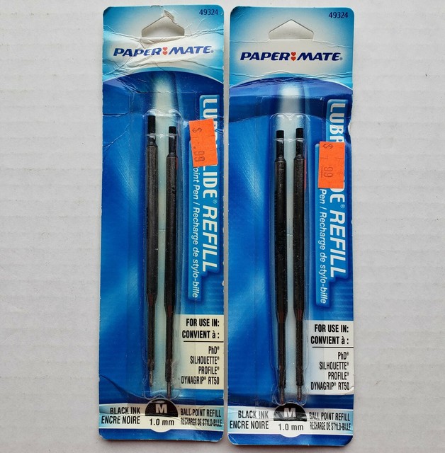 2 Paper Mate 49324 Lubriglide 1.0 Medium Black Refills PhD Profile ...