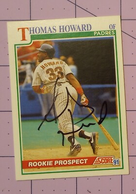 1991 Score #335 Thomas Howard (San Diego Padres) autographed baseball ...