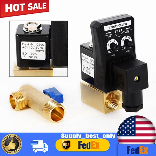 1/2" Solenoid Valve AC110V 1.6Mpa Electronic Drain Valve Timed Air ...