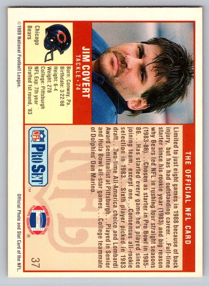 1989 Pro Set Football Jimbo Covert #37 | eBay
