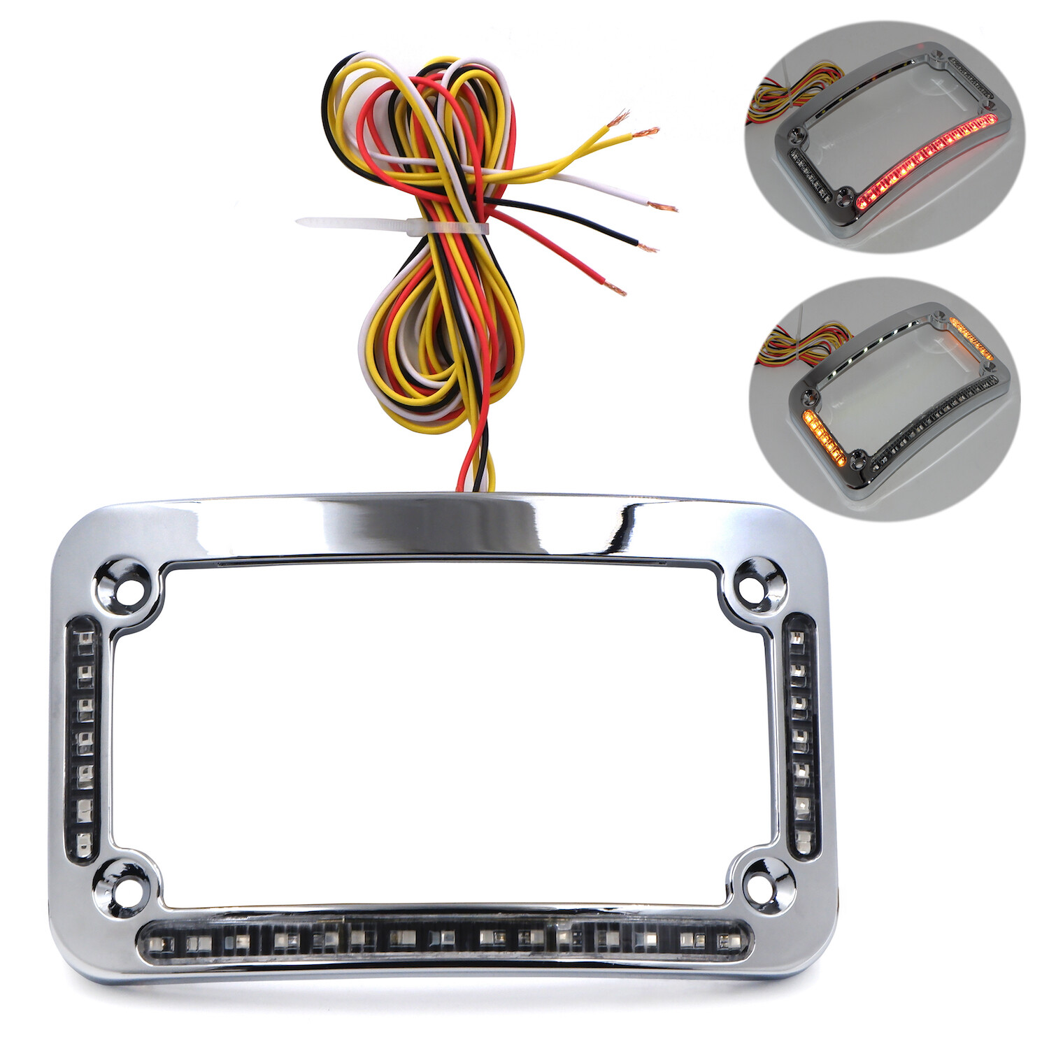 Dual LED Curved Motorcycle License Plate Frame w/ Brake OR Turns ...