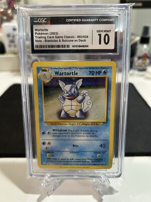 Pokemon CGC 10 Gem Mint TCG Classic Collection Holo Wartortle CLB 002/ ...