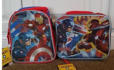 Two Boys Girls Youth Marvel Captain America & Ironman Lunch Bags Boxes ...