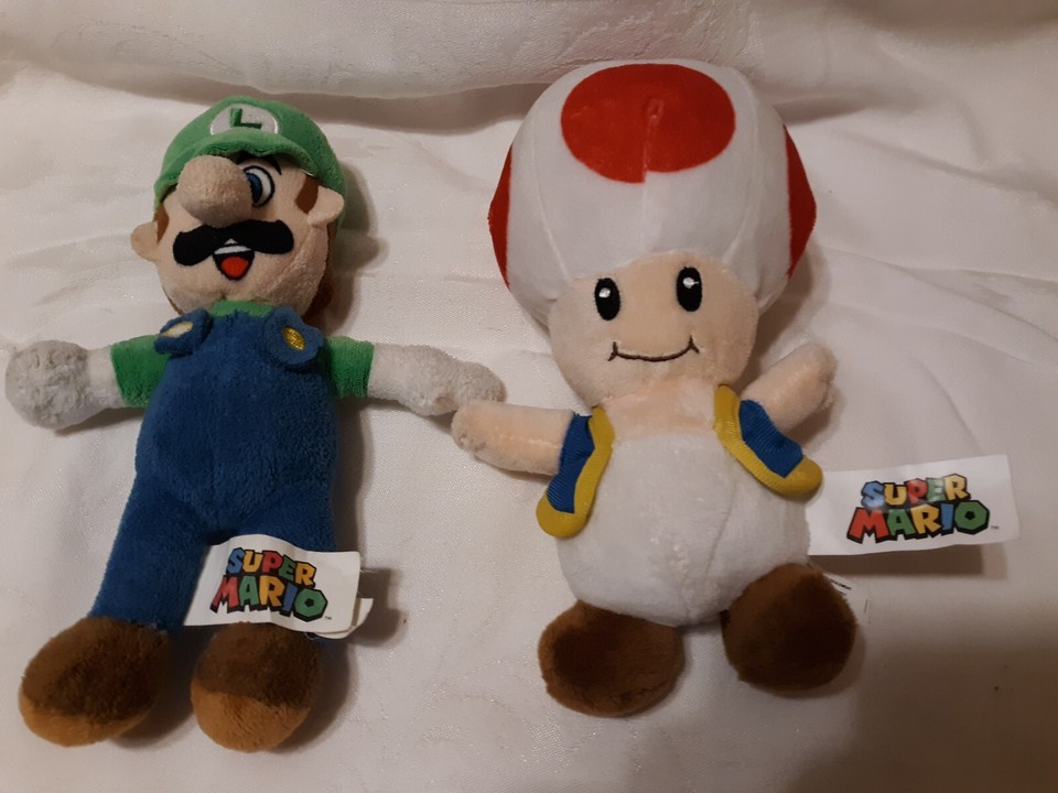 Lot 9 Super Mario Plush Stuffed Luigi Yoshi Koopa Troopa, Toads, 2 ...