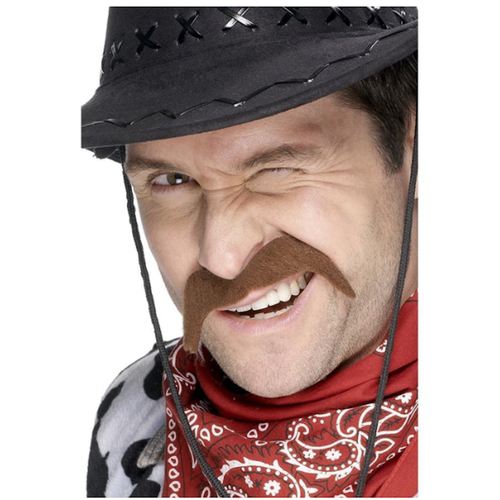 Cowboy Moustache Brown Fake Moustache Self Adhesive Costume Accessory ...