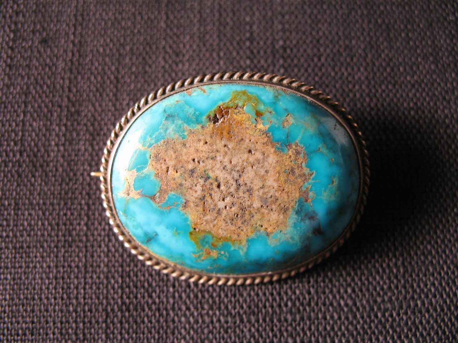 ANTIQUE SOUTHWESTERN TURQUOISE AND MATRIX GOLD PIN – … - Gem