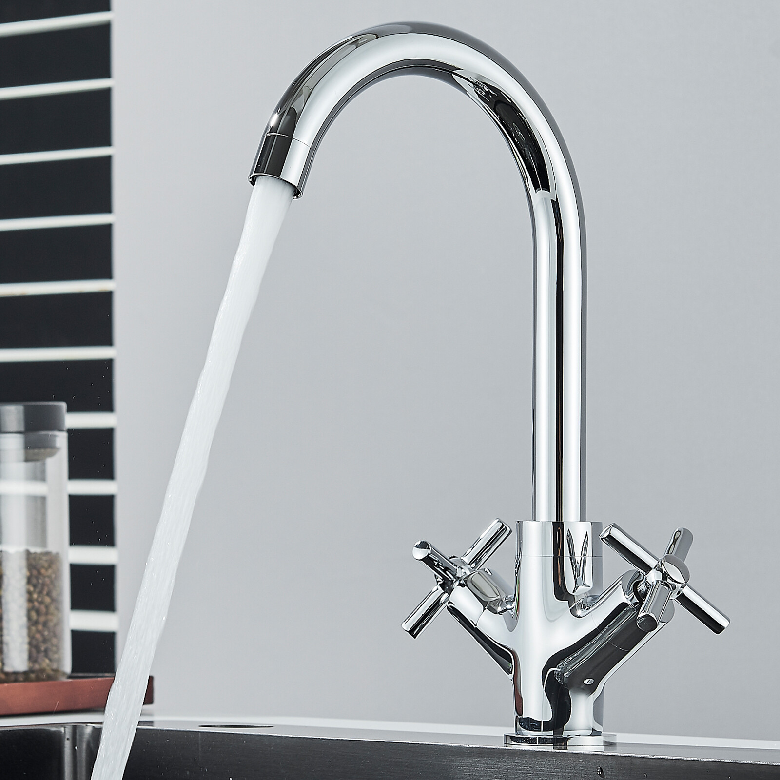 Modern Kitchen Sink Mixer Taps Swivel Spout Single Lever Tap Mono ...