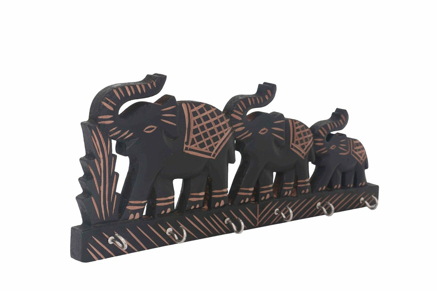 Wooden Key Holder Hanger Triple Elephant Design, Wall Decor | eBay