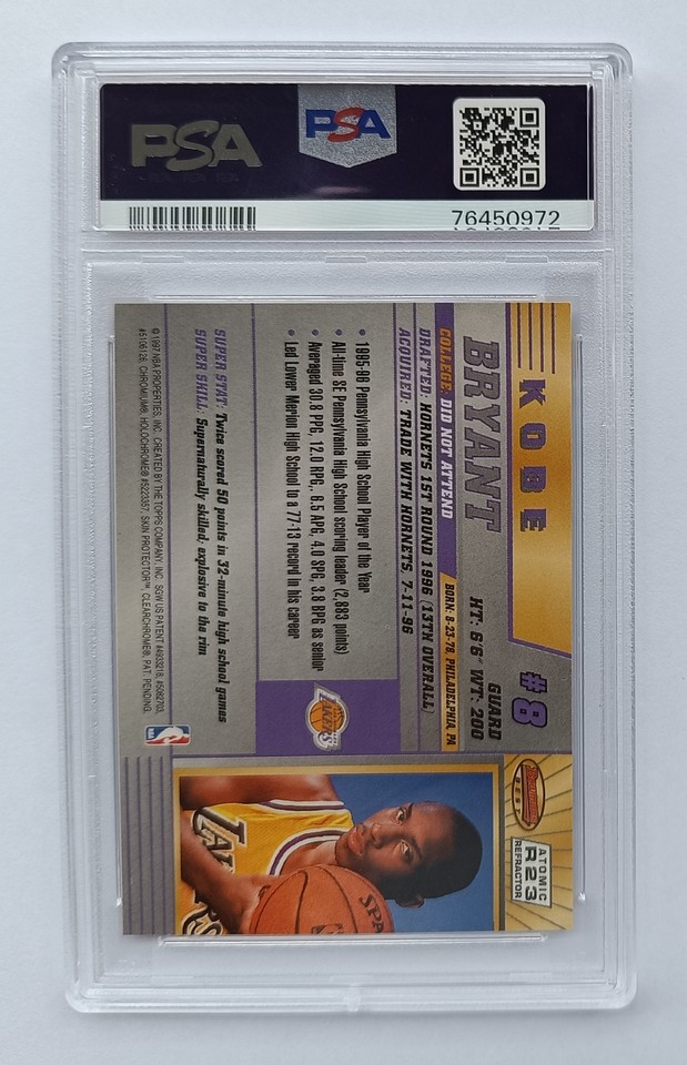Kobe Bryant 1996-97 Bowman's Best Atomic Refractor Rookie RC card PSA8 ...