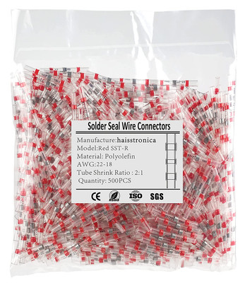 500PCS Red Solder Seal Wire Connectors Awg22-18, Marine Grade ...
