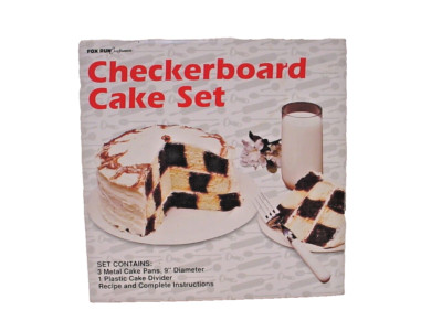 Checkerboard Cake Set 3 Metal Pans Plastic Divider Recipes ...