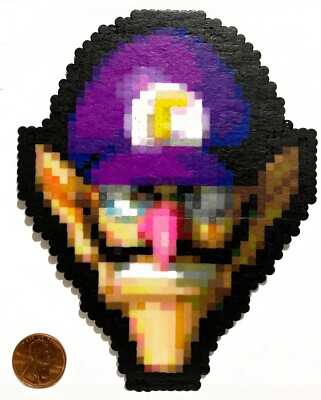 Waluigi Super Mario Bros Mini Bead Sprite Perler Artkal Pixel Art Head ...
