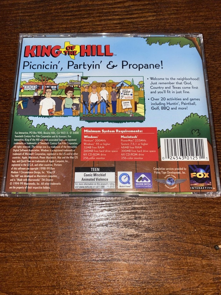 Vtg King of the Hill 2000 PC CD-Rom Windows / Macintosh Game Windows 95 ...
