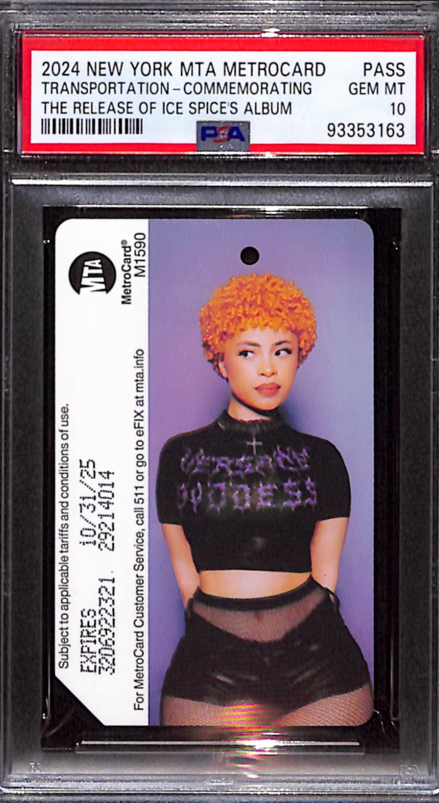 2024 New York MTA Metrocard The Release of Ice Spice's Album PSA 10 | eBay