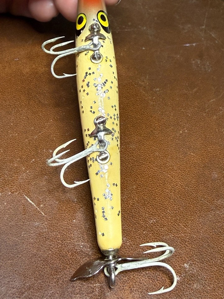 Vintage Devil’s Horse Wood Prop Lure Yellow Red Nose 4.5” Topwater | eBay