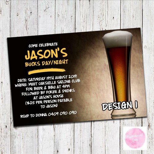 'YOU PRINT' BUCKS PARTY DRINKS BEERS BOYS NIGHT INVITE INVITATION ...