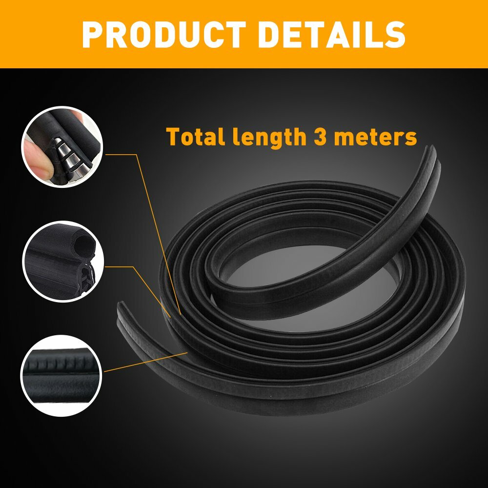 Rubber Seal Protector U Shape Bulb Weather Stripping Edge Waterproof 9 ...