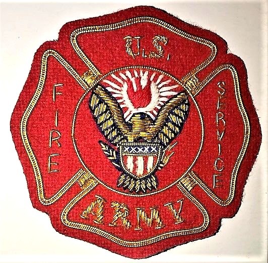 US ARMY FIRE SEVICE BADGE NEW BULLION HAND EMBROIDERED CP MADE FREE ...