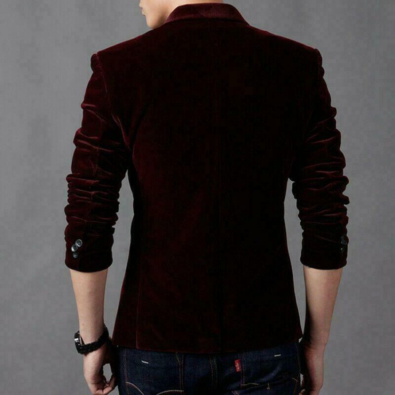 Men's Slim Fit Jacket Casual Blazers Coat Outwear One Button Long ...