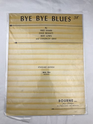 Bye Bye Blues Vintage Sheet Music Fred Hamm Dave Bennett Bert Lown Chauncey Gray | eBay