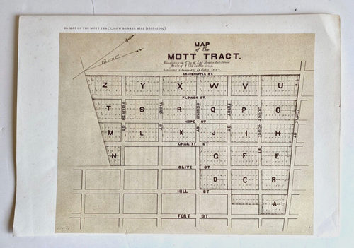 Vintage 1966 LE Map Print Mott Tract Bunker Hill City Los Angeles ...