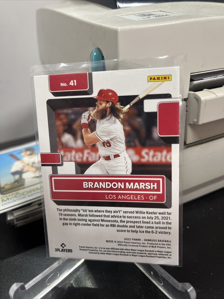 Brandon Marsh Rated Rookie 2022 Panini Donruss No. 41 Los Angeles ...