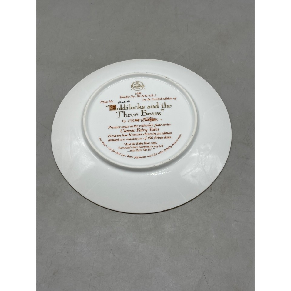 Knowles goldilocks and the three bears collector plate classic fairy ...