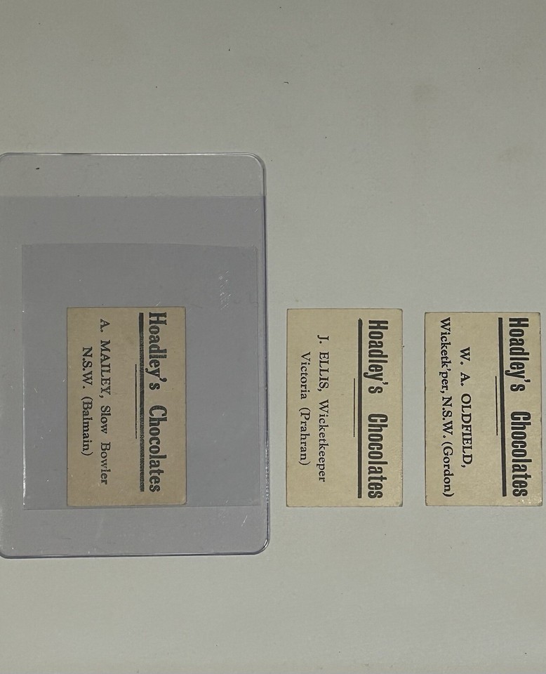 1928 Hoadley’s Chocolates 3 Cricket Cards | eBay