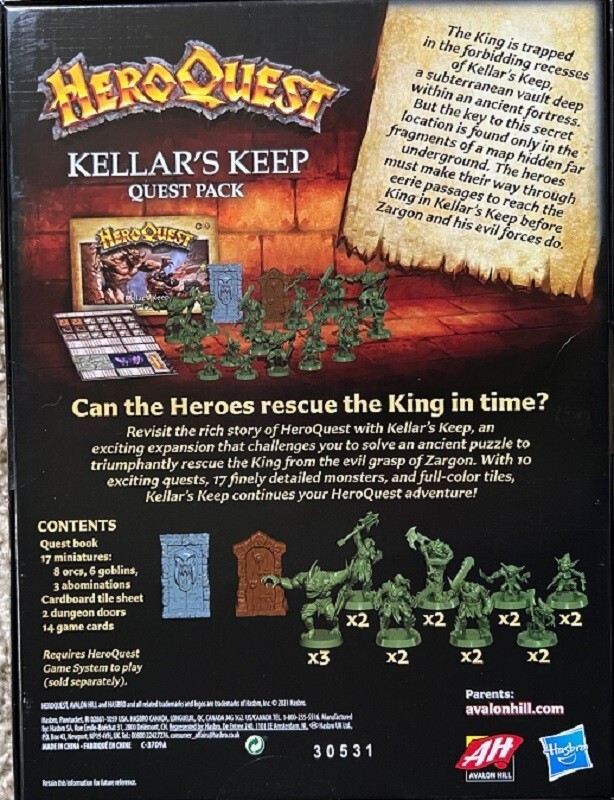 Kellar's Keep HeroQuest Quest Pack by Avalon Hill, Updated New Version ...