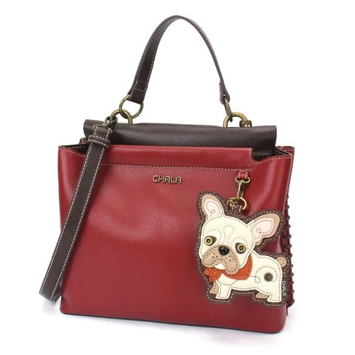 NEW Chala Convertible Satchel Crossbody Tote Burgundy Red Bag FRENCH ...
