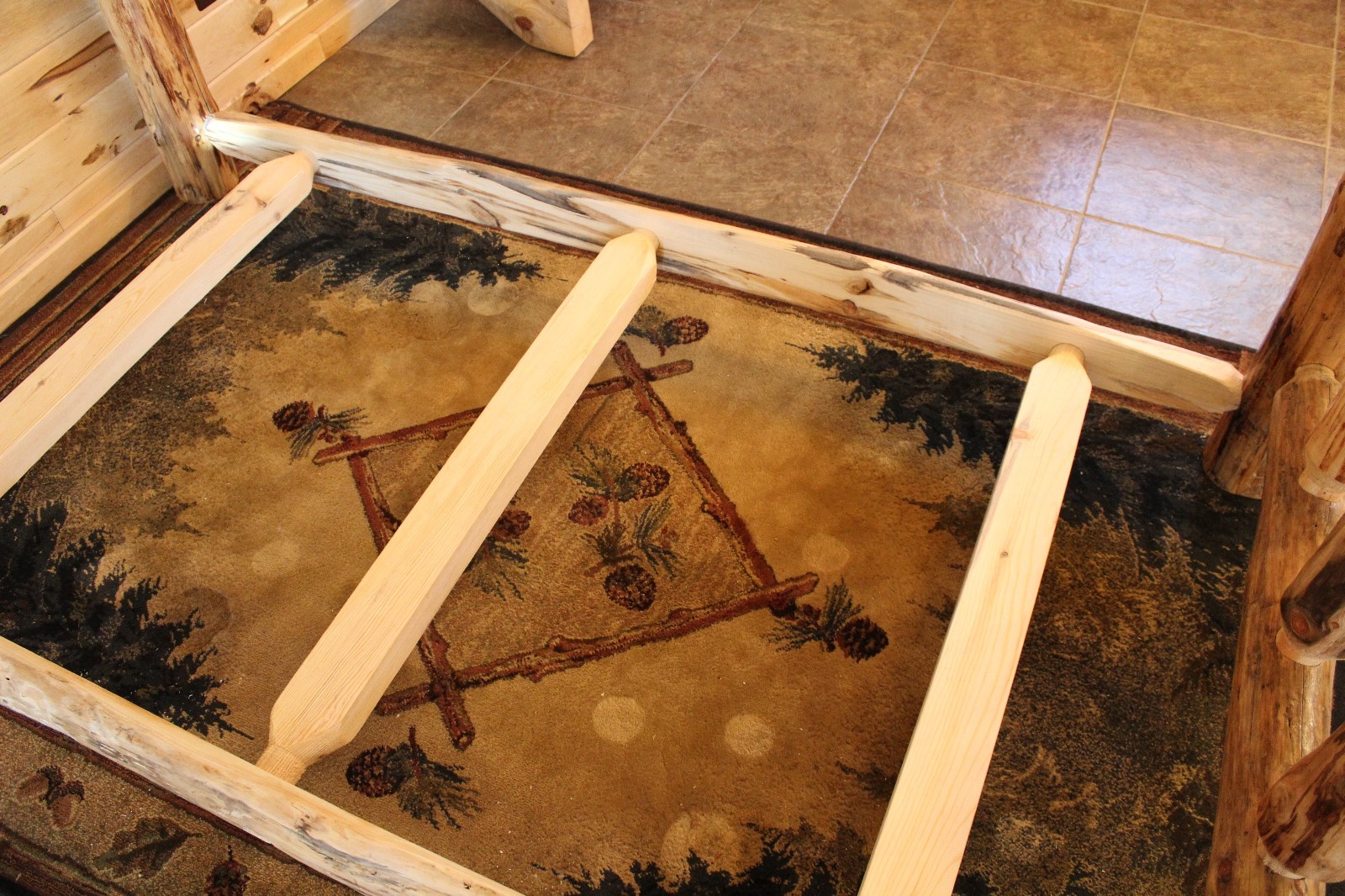 Log Bed! Beautiful and Sturdy! Half Log Side Rails with Mattress Beams ...