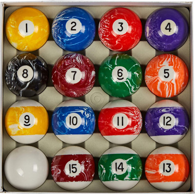 Deluxe 2-1/4" Billiard Pool Balls Marble-Swirl Style Billiards Ball ...