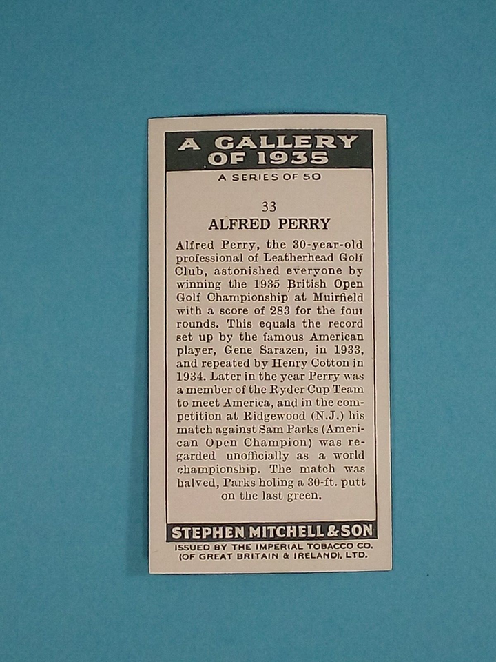 1935 Mitchell's & Son Cigarettes Alfred Perry #33 ⛳ | eBay