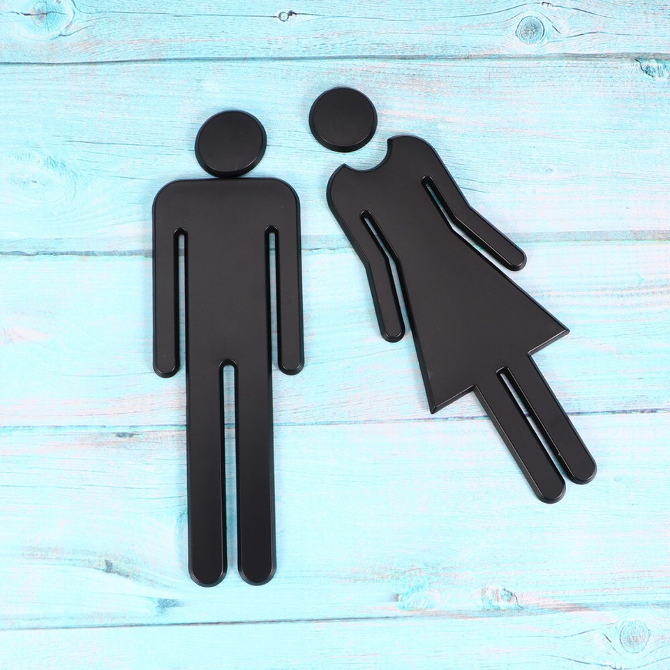 Toilet Signs Sticker Adhesive Backed Modern Men Women Restroom Sign | eBay