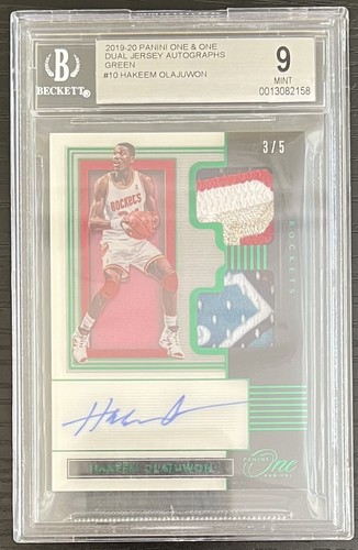 2019 Panini One & One Hakeem Olajuwon Auto Dual Game Used Relic Green ...