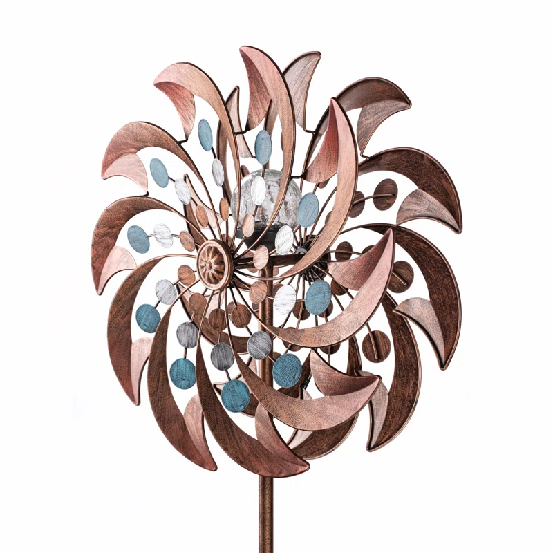 Wind Spinner Solar Kinetic Windmill Spinner Copper Lights Outdoor ...
