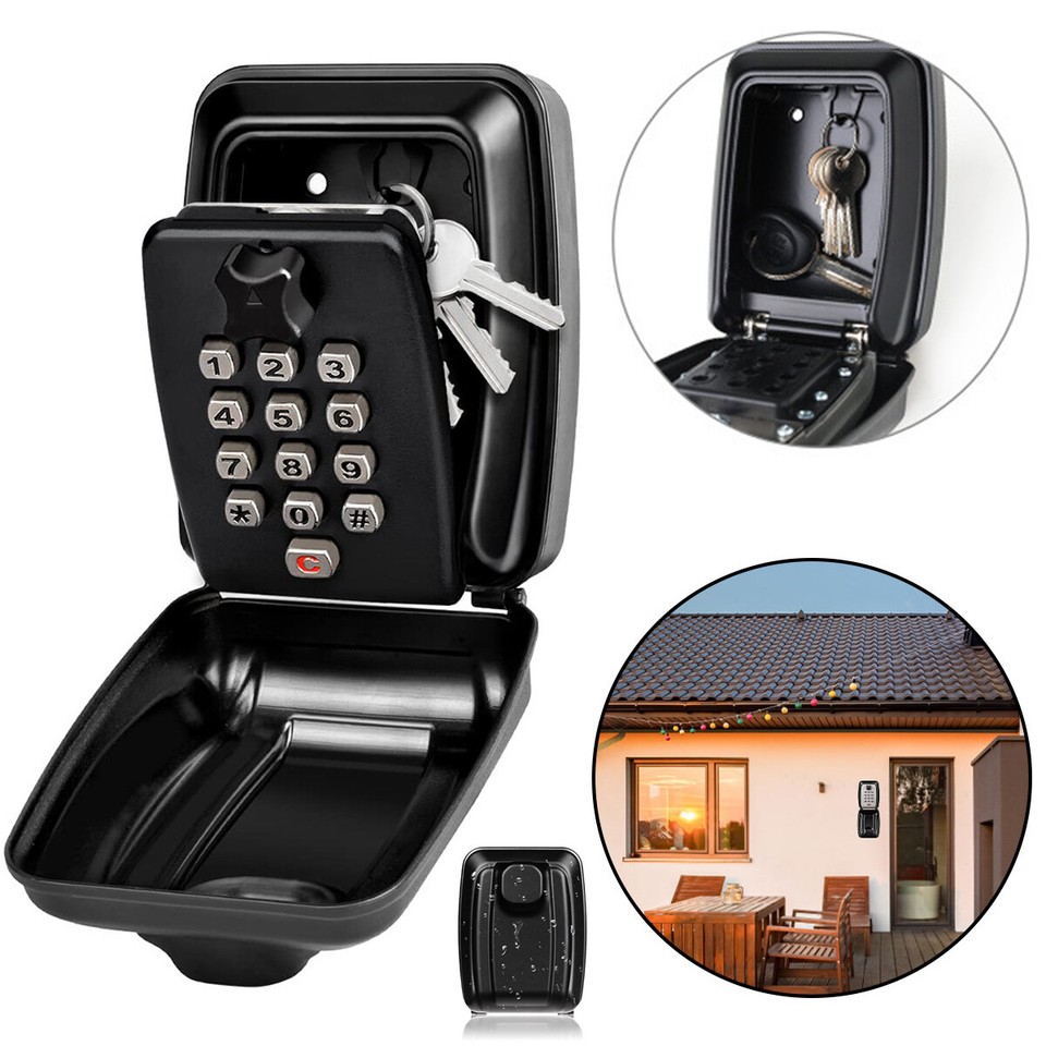 Key Lock Box Push Button Lockbox 12 Digit Combination Hanging Key Lock ...