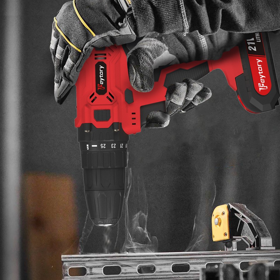 Battery 21V Cordless Drill Combi Driver High Power Electric Screwdriver ...