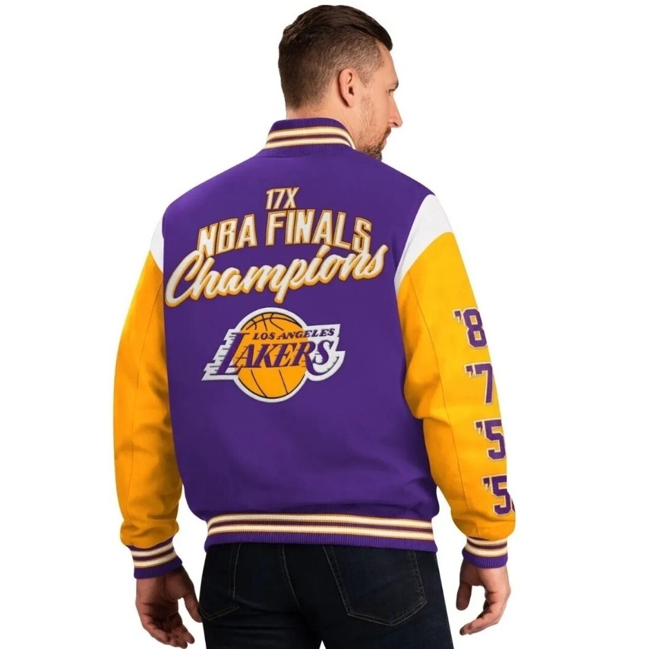 G-III Lakers Los Angeles 17 Time NBA Finals Champions Bomber Jacket Men ...