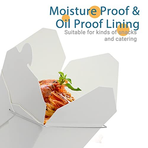 50 Pack 32oz Chinese Take Out Food Boxes with Metal Wire Handle & 32oz ...