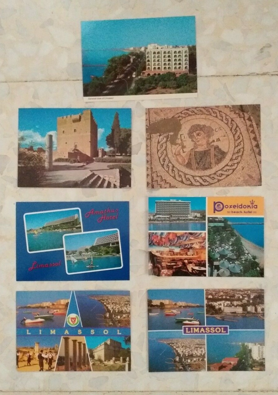 * Lot of 7 LIMASSOL Cyprus 1970 onwards Postcards * See description ...