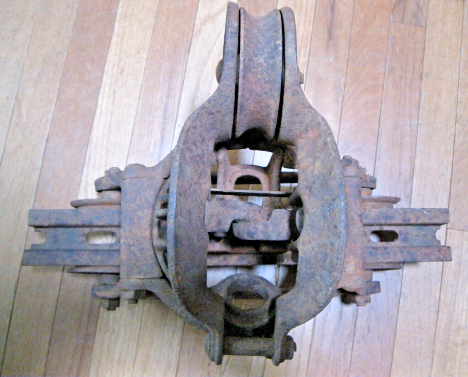 Antique Cast Iron Louden Junior Hay Barn Rail Trolley Pulley Fairfield ...